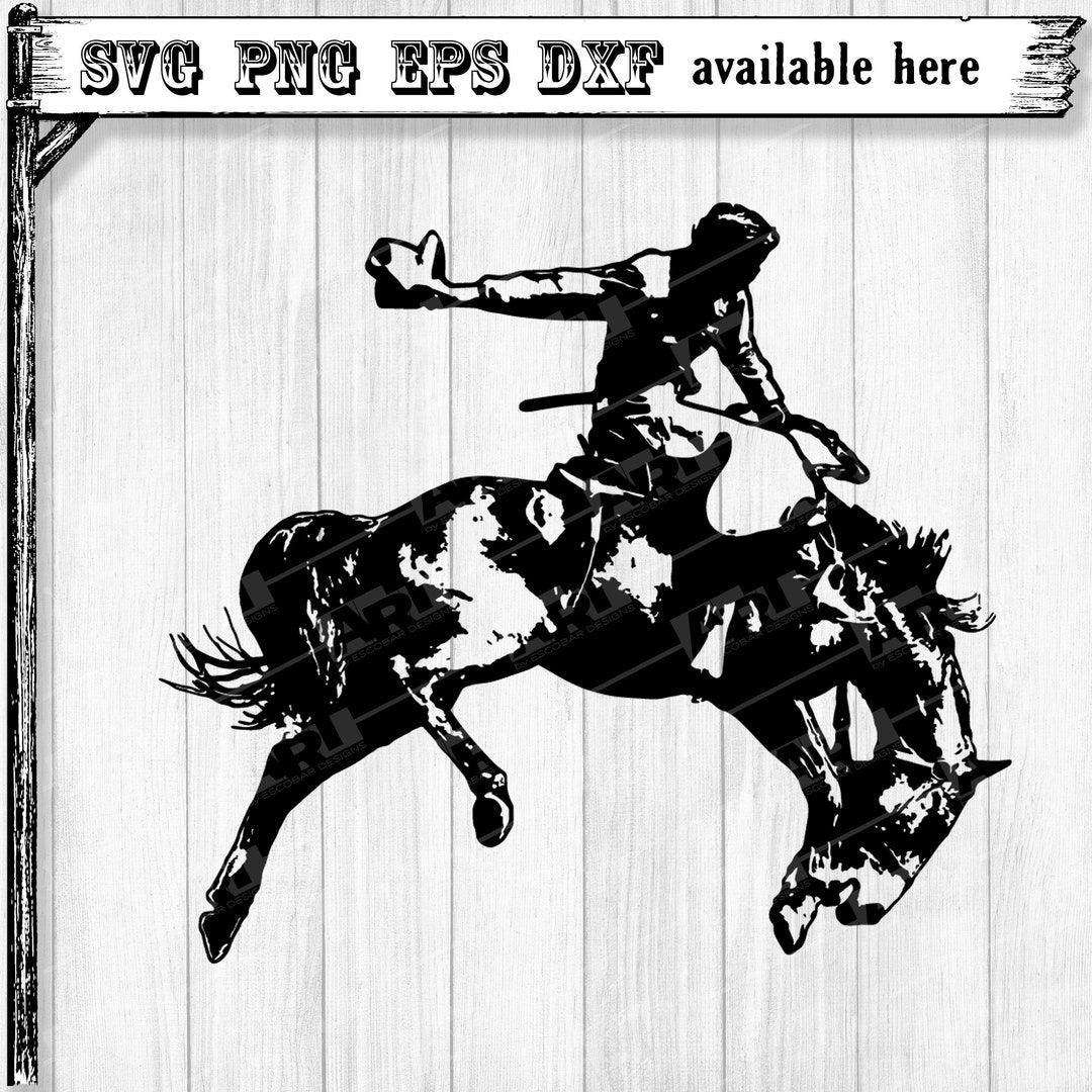 Saddle Bronc Rodeo Cowboy Clipart Bundle | Western SVG PNG Dxf Eps ...