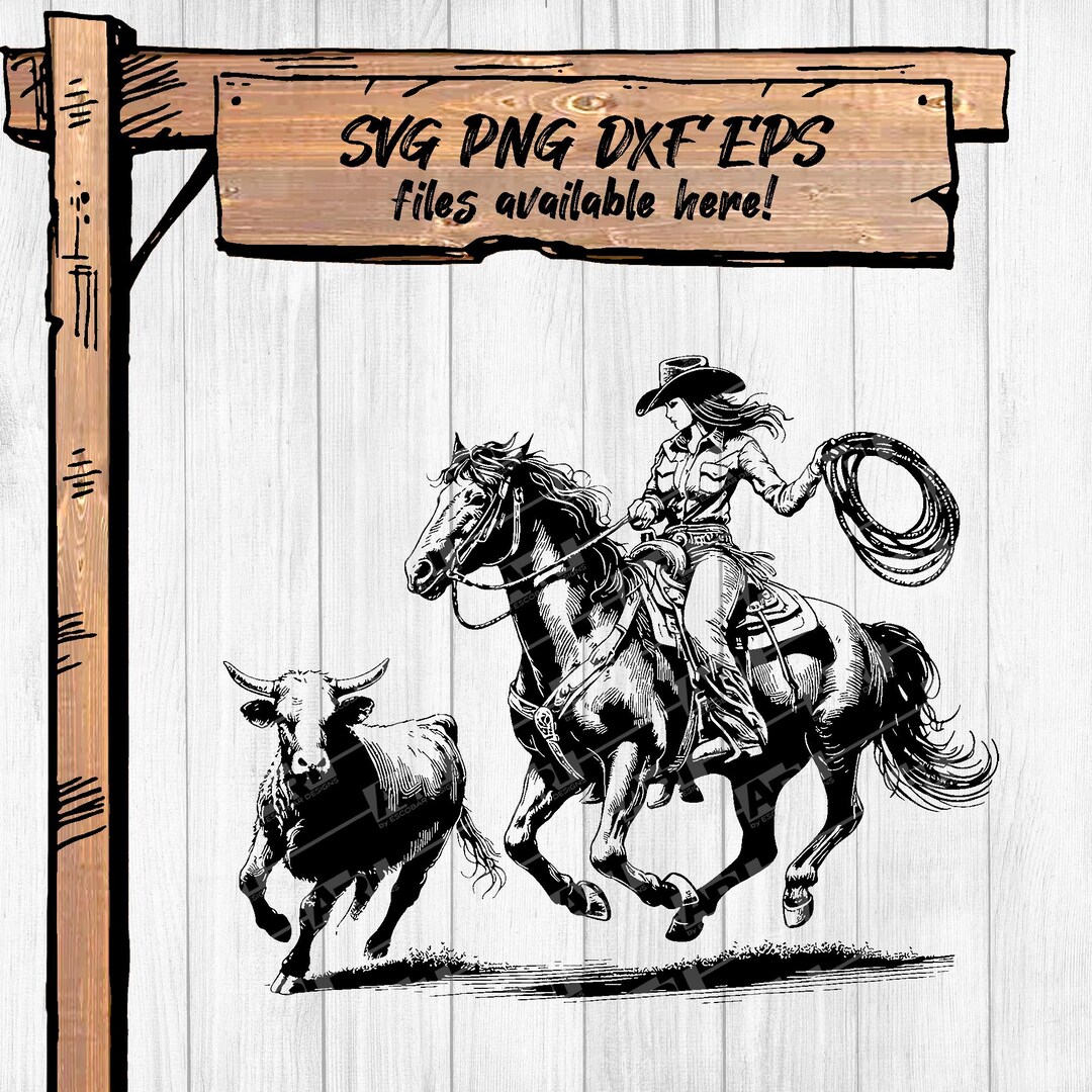 Breakaway Roper Cowgirl SVG – Calf Roping Rodeo Clipart Bundle for ...