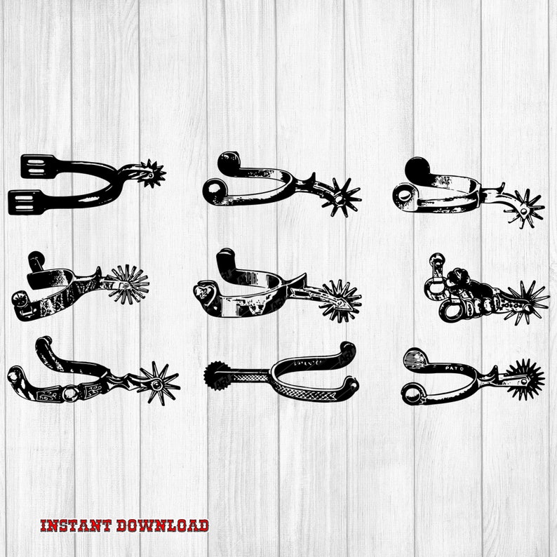 Cowboy Spurs Line Art SVG: Western Graphics for Cricut, Silhouette ...