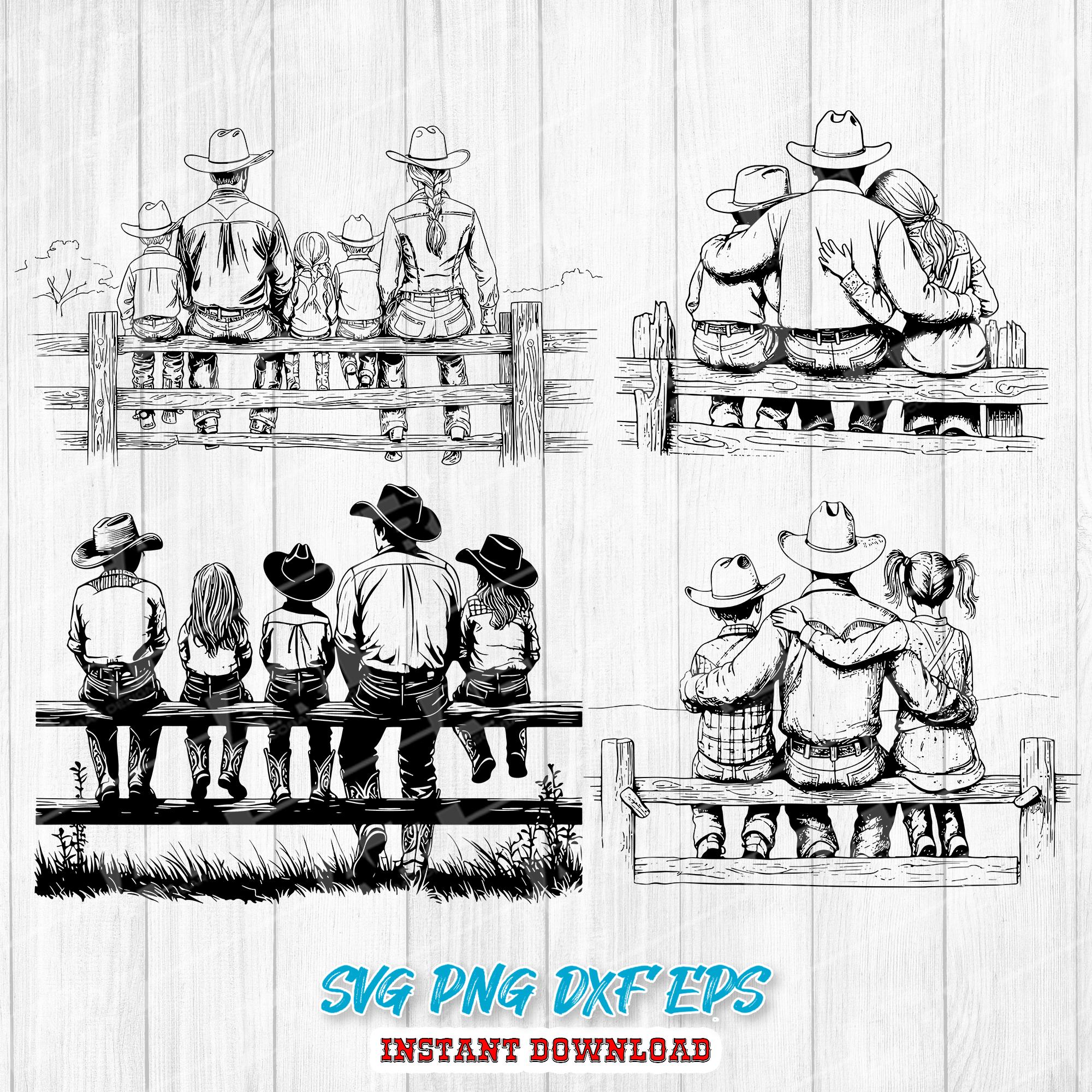 Cowboy Family SVG Bundle: Western Clipart for Cricut, Silhouette ...