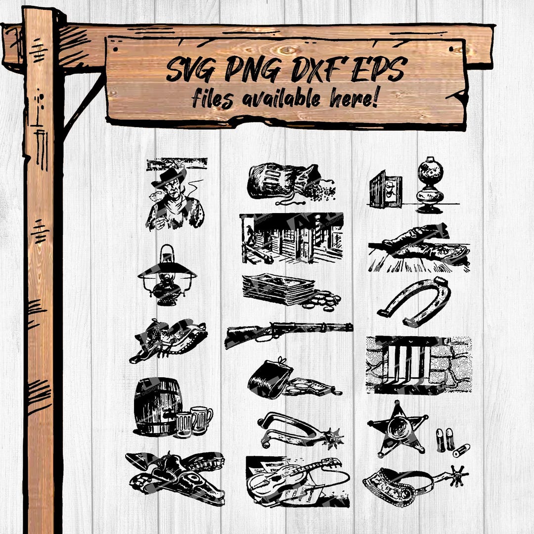 Wild West Cowboy Clipart Bundle: Western Graphics for Cricut ...