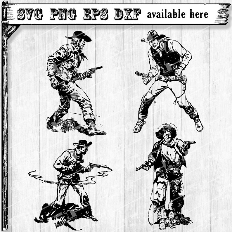 Western SVG, Gunslinger PNG, Outlaw EPS, Gunfighter Dfx, Sharpshooter ...