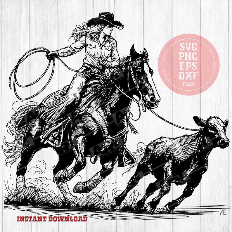 Breakaway Roper Svg, Cowgirl on a Horse Roping a Calf Svg, Western Svg ...