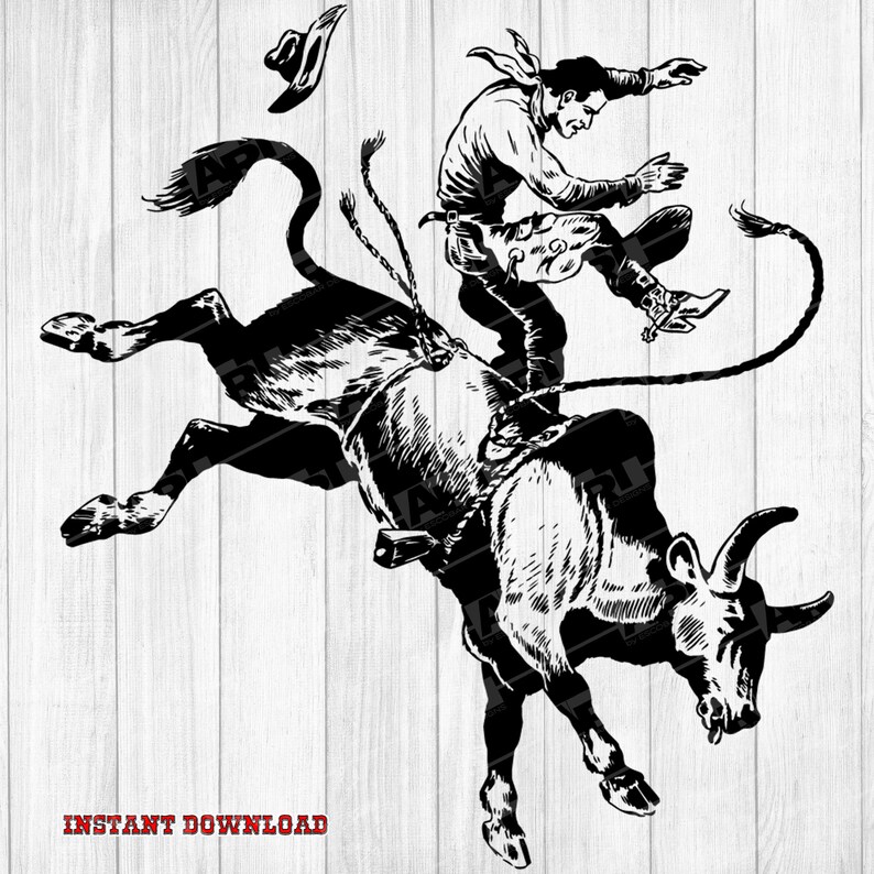 Two Images of Cowboys Bull Riding SVG PNG, Bucking Bull Svg, Rodeo Svg ...