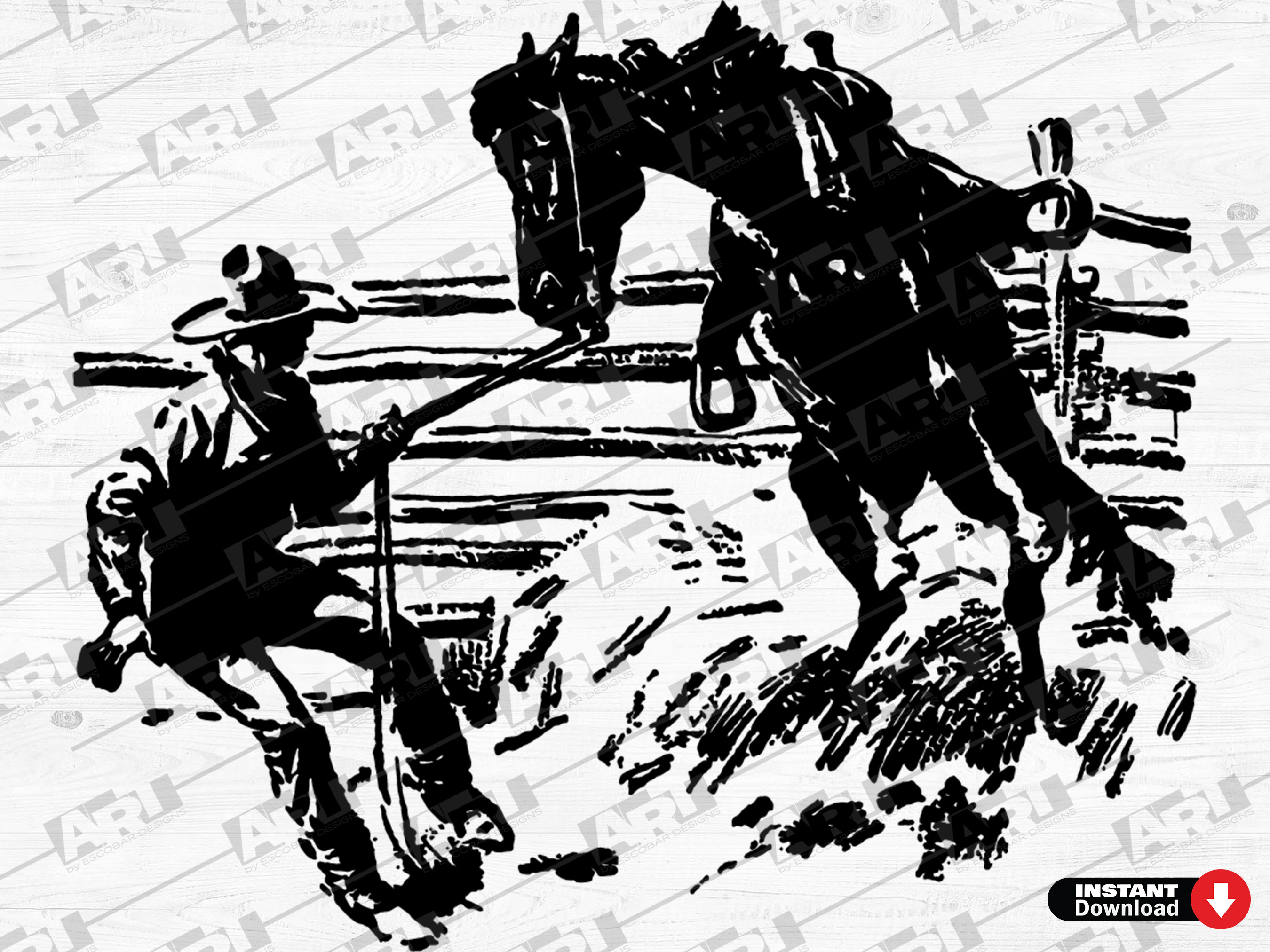 Vintage Illustrations Western SVG Cowboys Posse Breaking a - Etsy