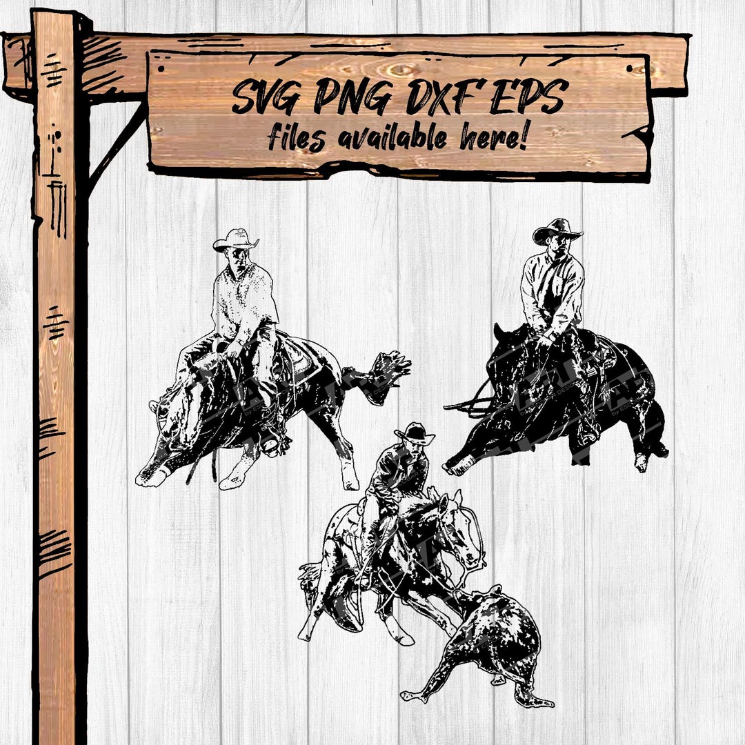 Cutting Horse Rodeo SVG Bundle | Western Cowboy Clipart PNG Eps Dxf for ...