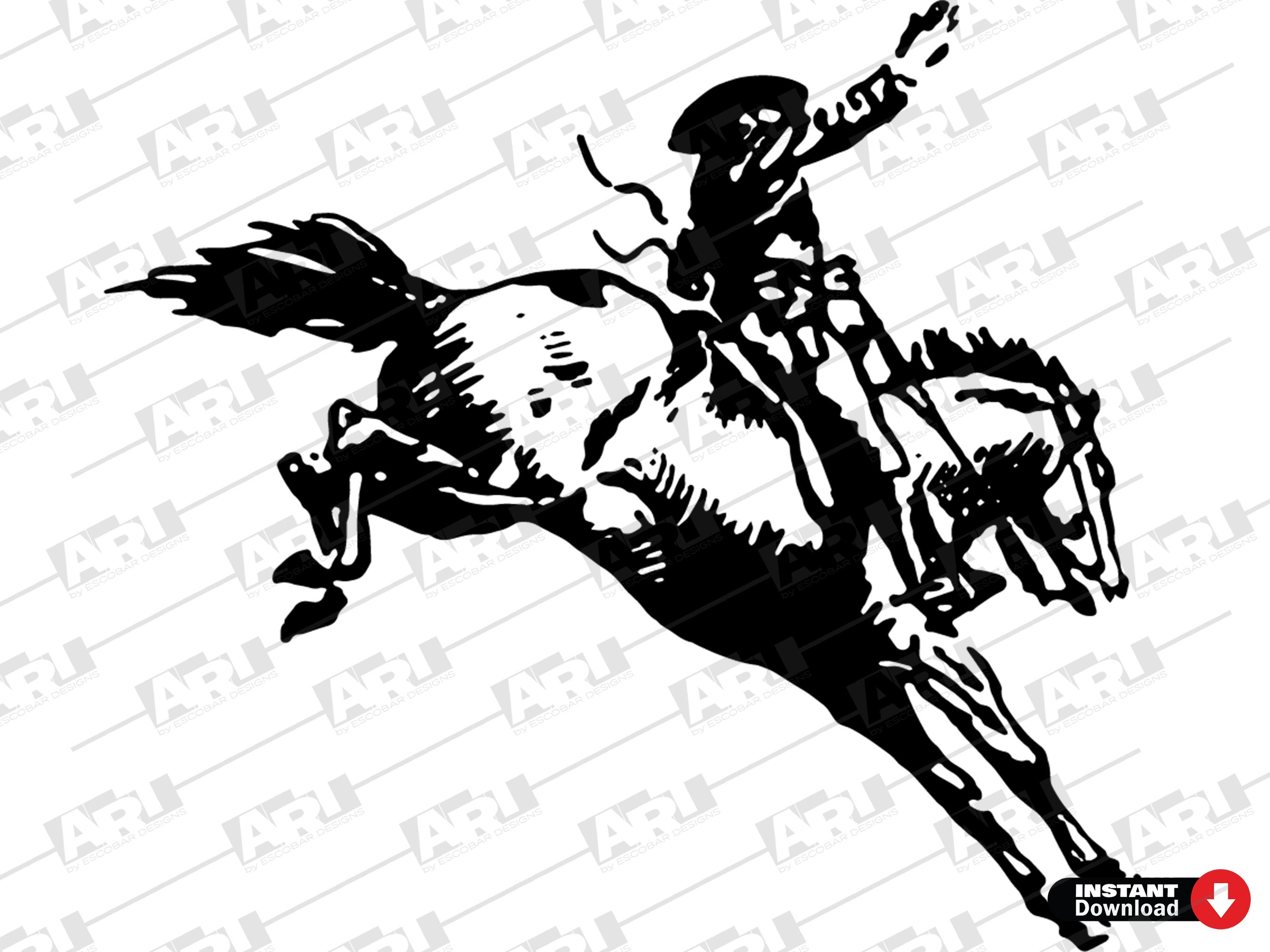 Cowboys Saddle Bronc Riding SVG, Western SVG, Cowboy Rodeo SVG Clip Art ...