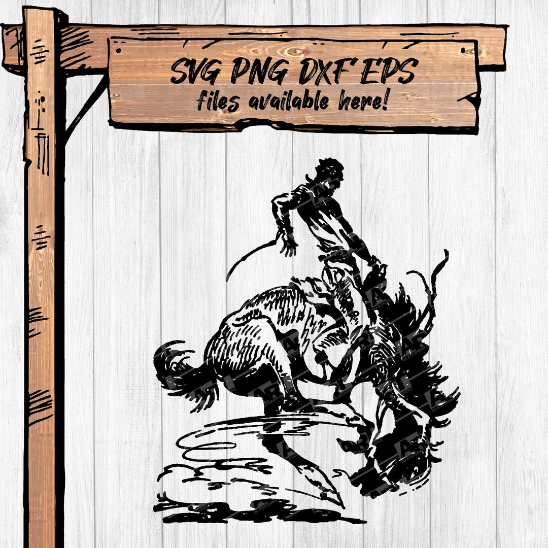 Western Cowboy Rodeo Bundle – Saddle Bronc Riding SVG, PNG, Bucking ...