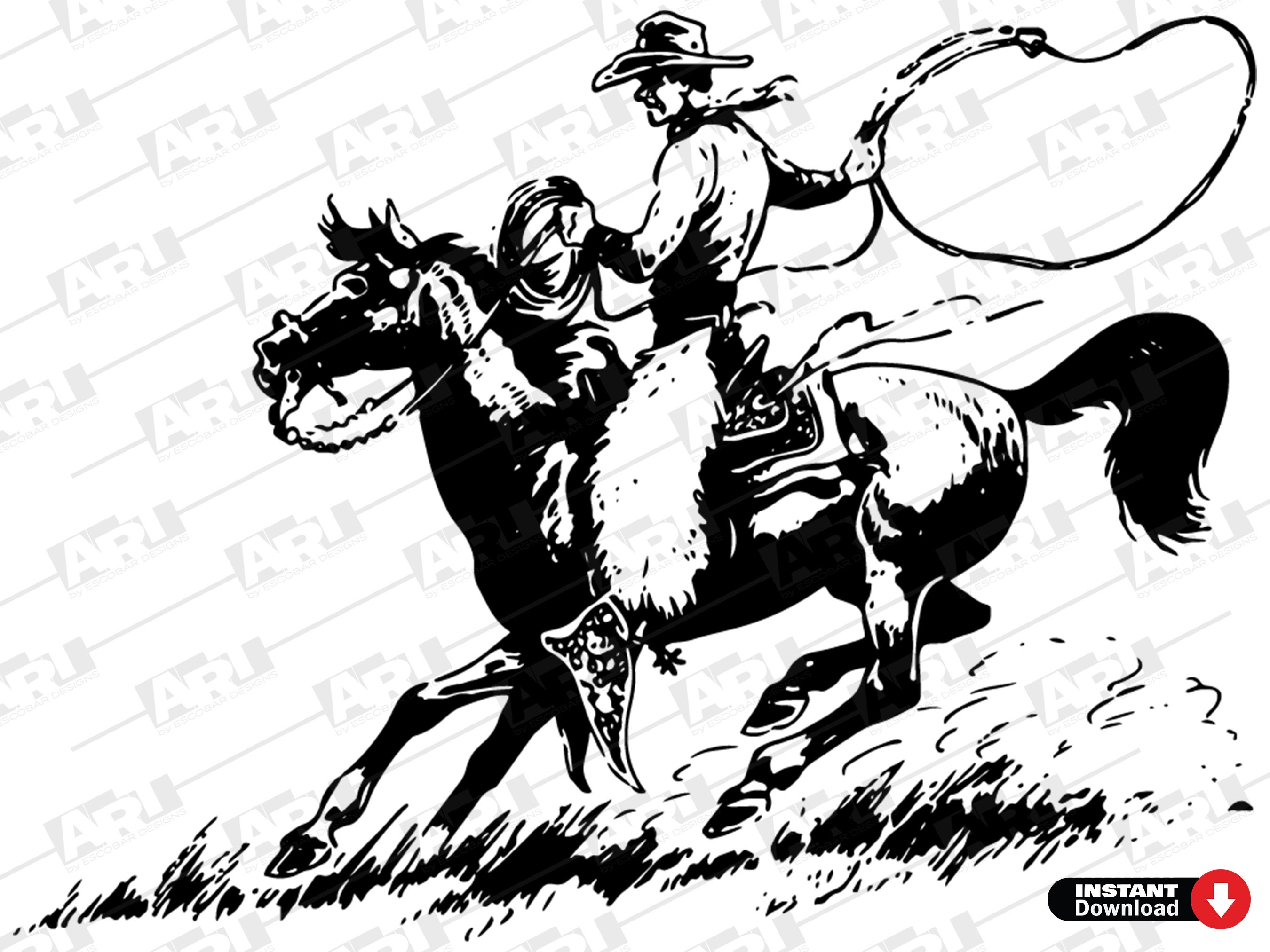 Western Cowboy Svg, Lasso Svg, Bronco Png, Rodeo Png, Clip Art Bundle ...