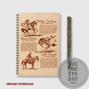 Vintage Rodeo Art Sheet – Cowboy, Bronc Rider, Calf Roper (svg, Png ...