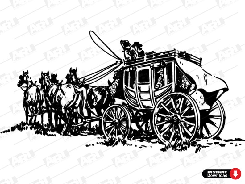 Western Stagecoaches Svg, Horses Svg Png, Clip Art Bundle, PNG ...