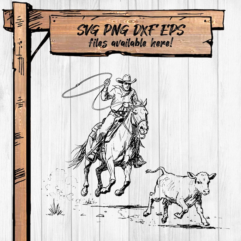 Cowboy Roping Calf SVG: Western Rodeo Clipart Bundle (digital Download ...