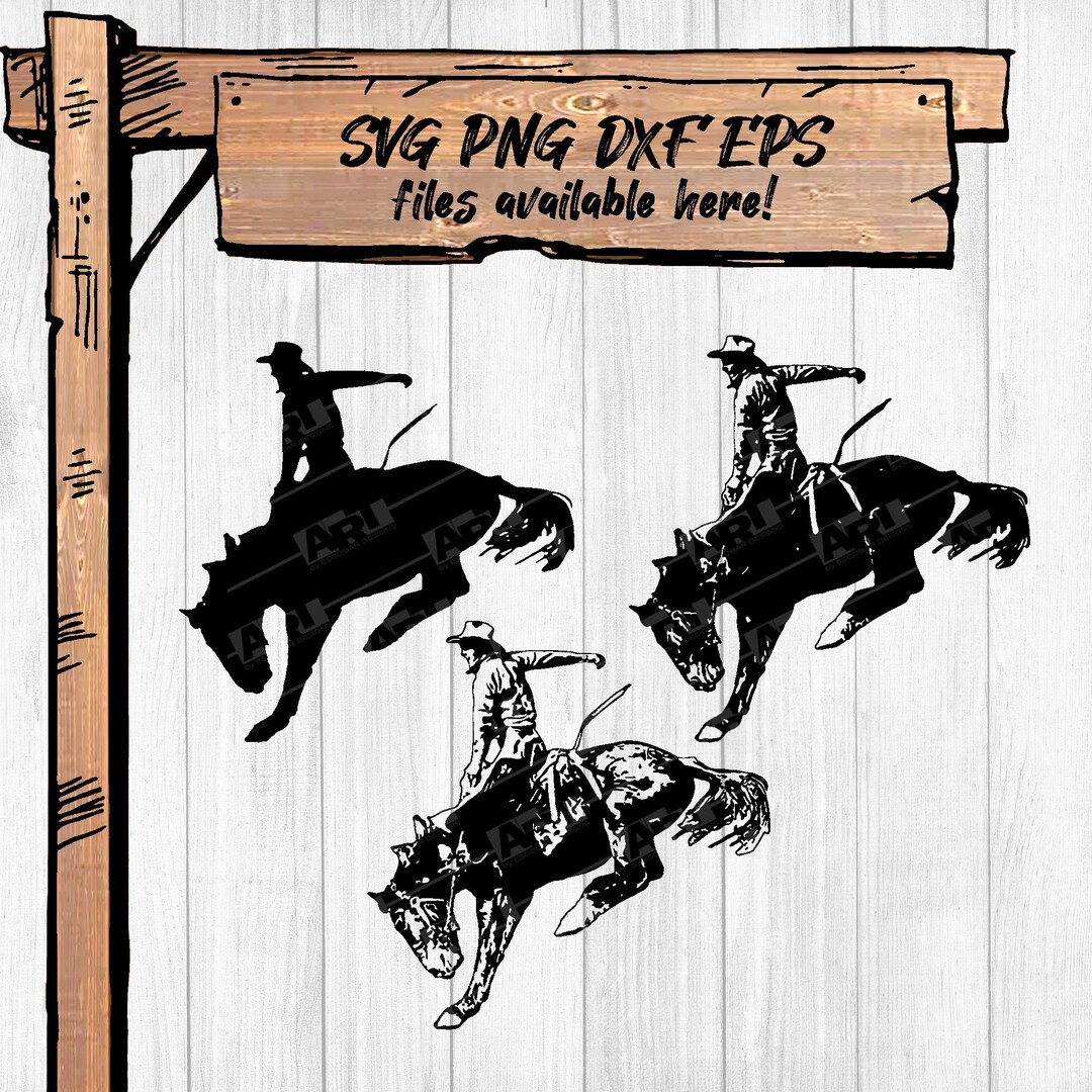 Bronc Riding Cowboy SVG Bundle: Rodeo Clipart for Cricut, Silhouette ...
