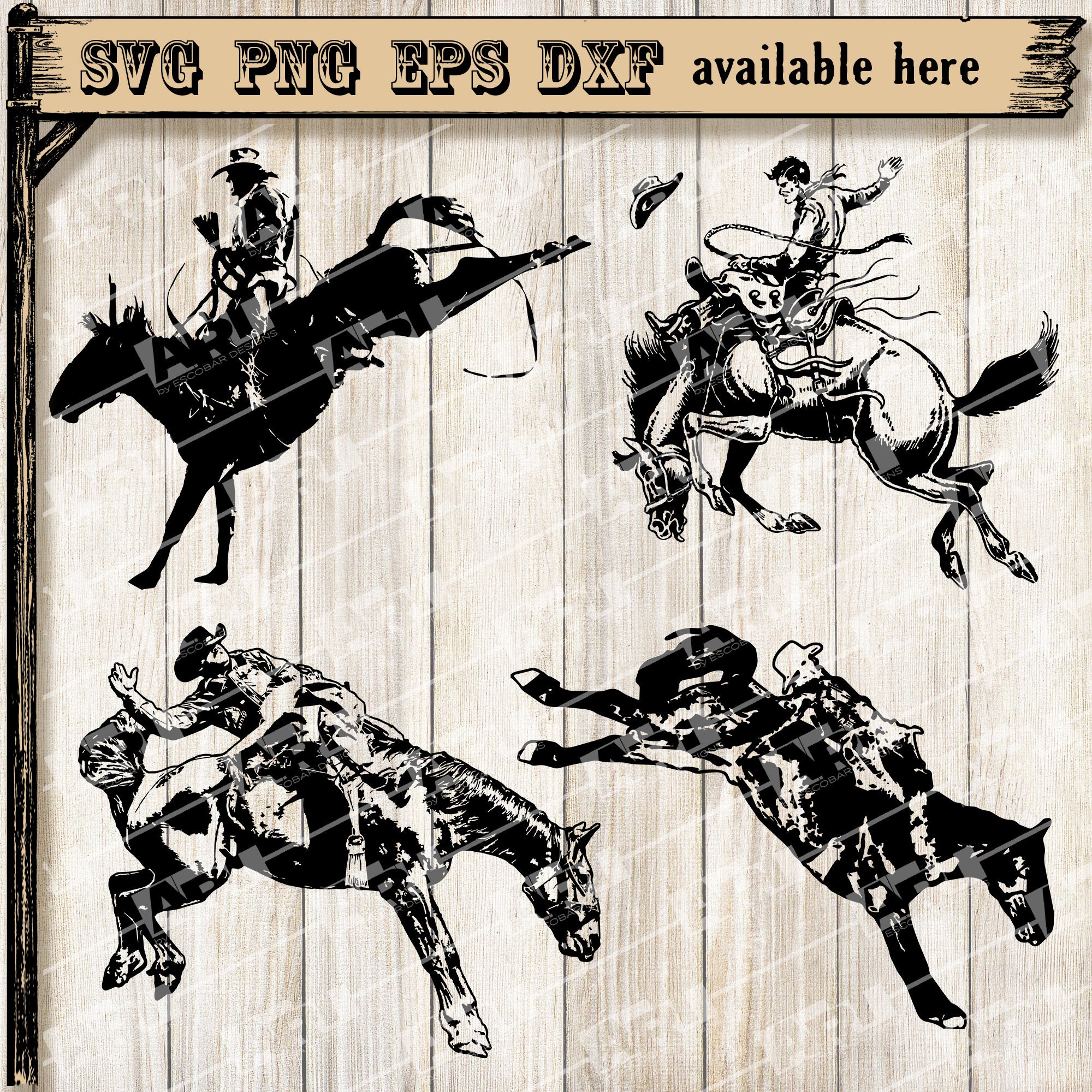 Western Cowboys Saddle Bronc Riding SVG Rodeo PNG Bucking - Etsy