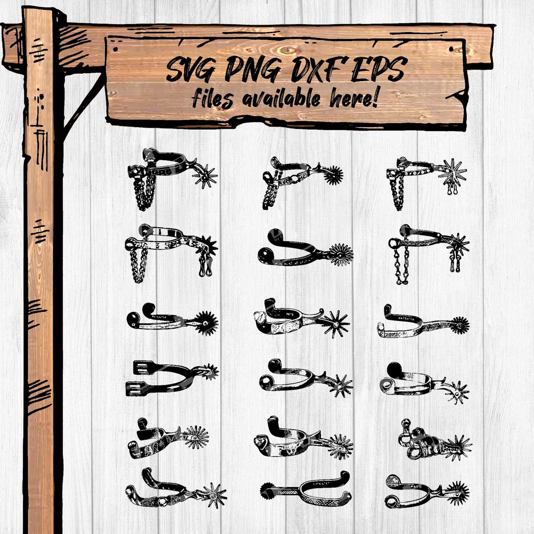 Western Cowboy Spurs Clipart | Vintage Ranch Design (svg, Png, Eps, Dxf ...