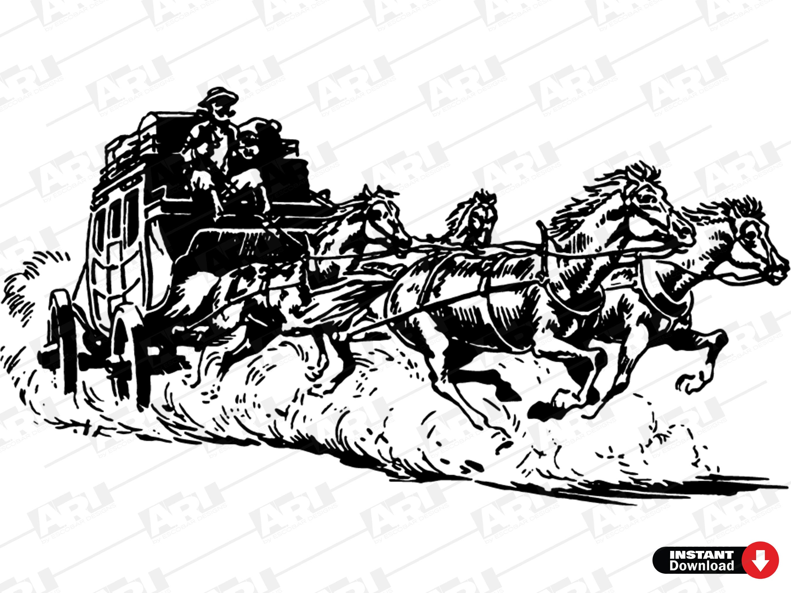 Western Stagecoaches Svg, Horses Svg Png, Clip Art Bundle, PNG ...