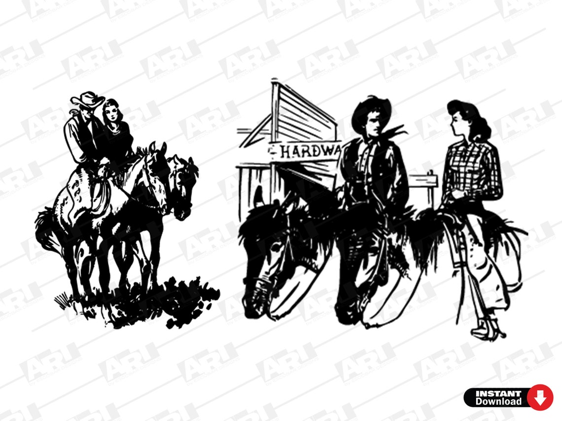Cowboys and Cowgirls Svg Png, Western Svg, Western Couples Clip Art ...
