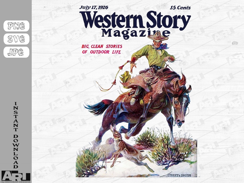 Western Story Magazine Cover SVG With Clear Background Pulp - Etsy