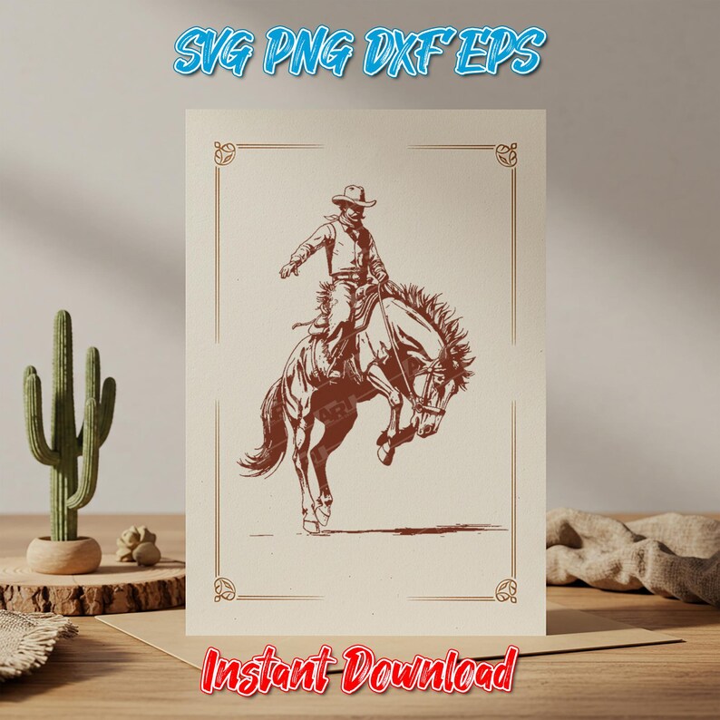 Paquete SVG de vaquero de rodeo: Clipart de montar a caballo para ...