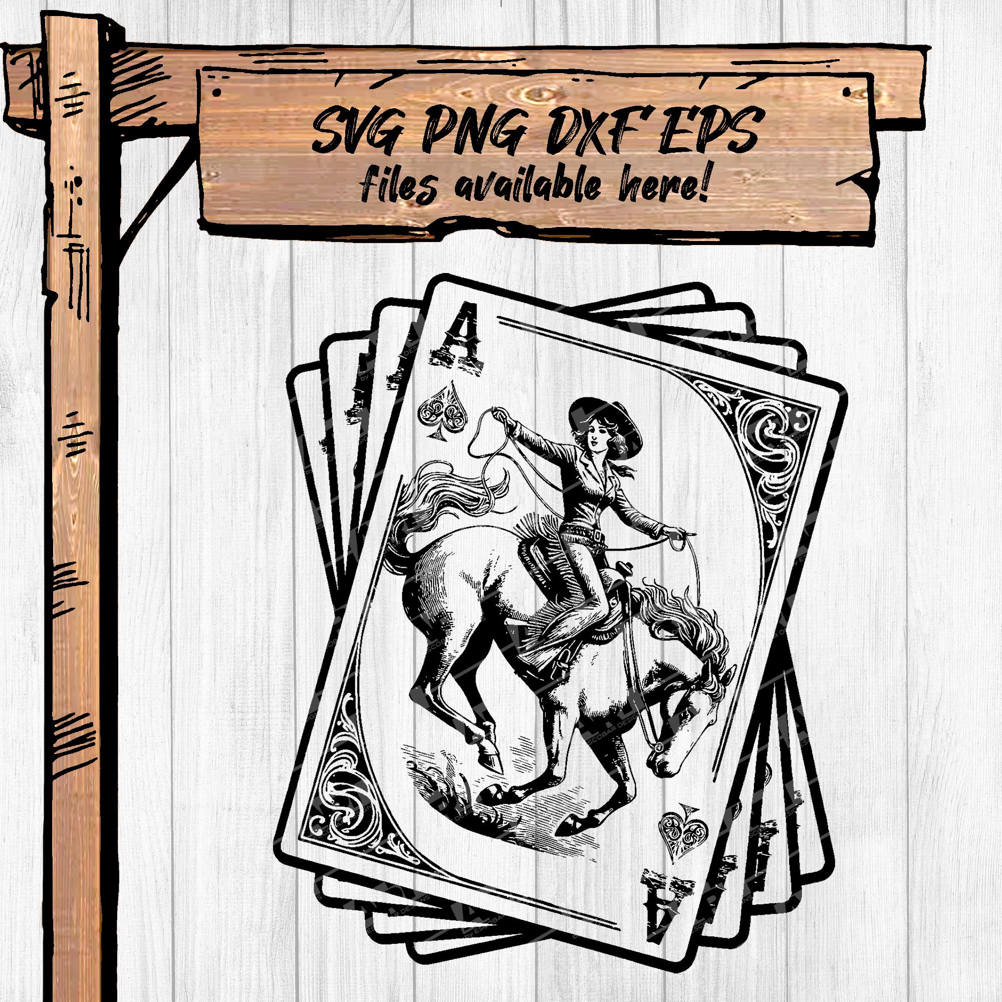Cowgirl Bronc Riding Ace of Spades SVG, Western Clipart (png, Dxf, Eps ...