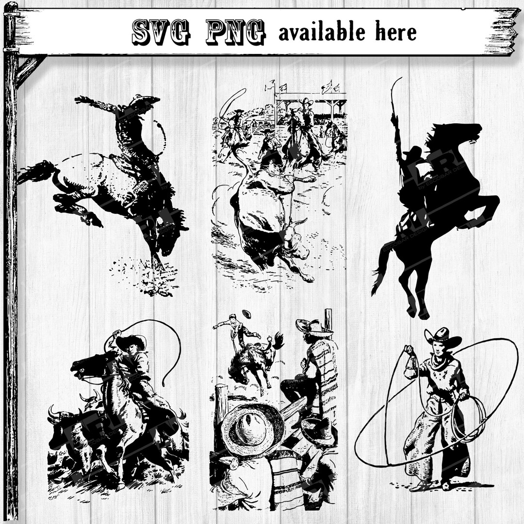 Western SVG, Cowboy Roping, Cowboy Herding Bulls, Cowboy Lassoing ...