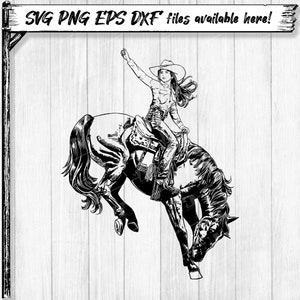 Western Cowboy Bucking Bronco Clipart SVG, Vector Graphic, Cowboy SVG ...