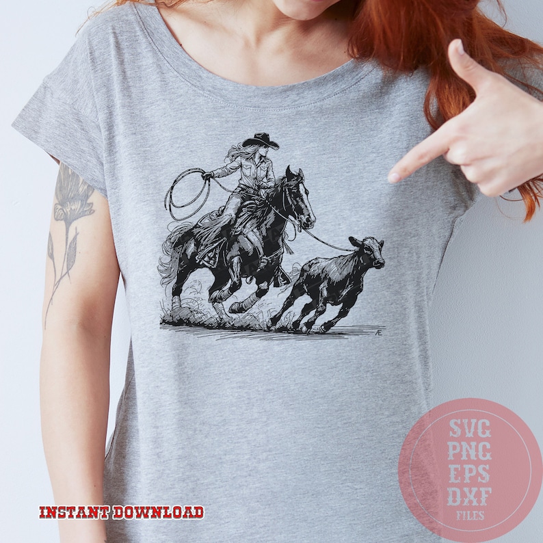 Cowgirl Breakaway Roper SVG – Western Rodeo Clipart Bundle (PNG, Dxf ...