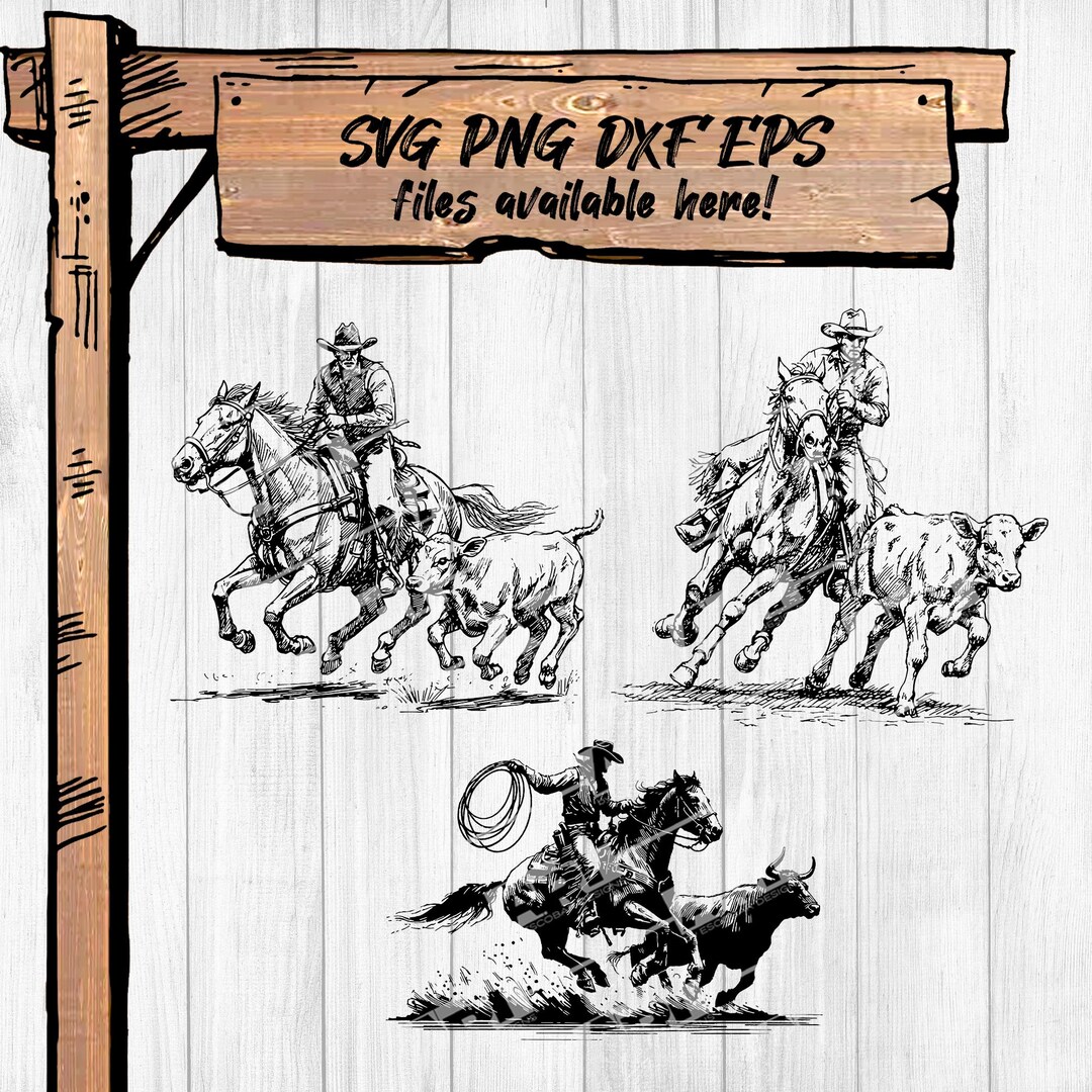 Cowboy SVG & PNG Bundle: Western Rodeo Clipart (digital Download) - Etsy