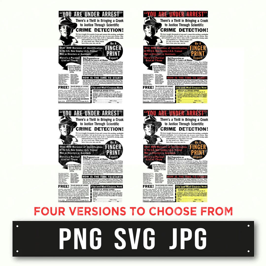 Vintage Pulp Fiction Ad Print: Scientific Crime Detection (digital File ...