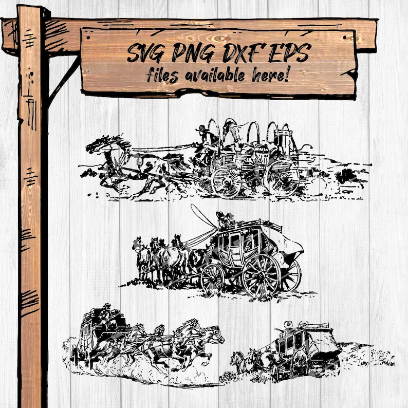 Western Stagecoach Clipart Bundle – Horse SVG PNG for Cricut ...