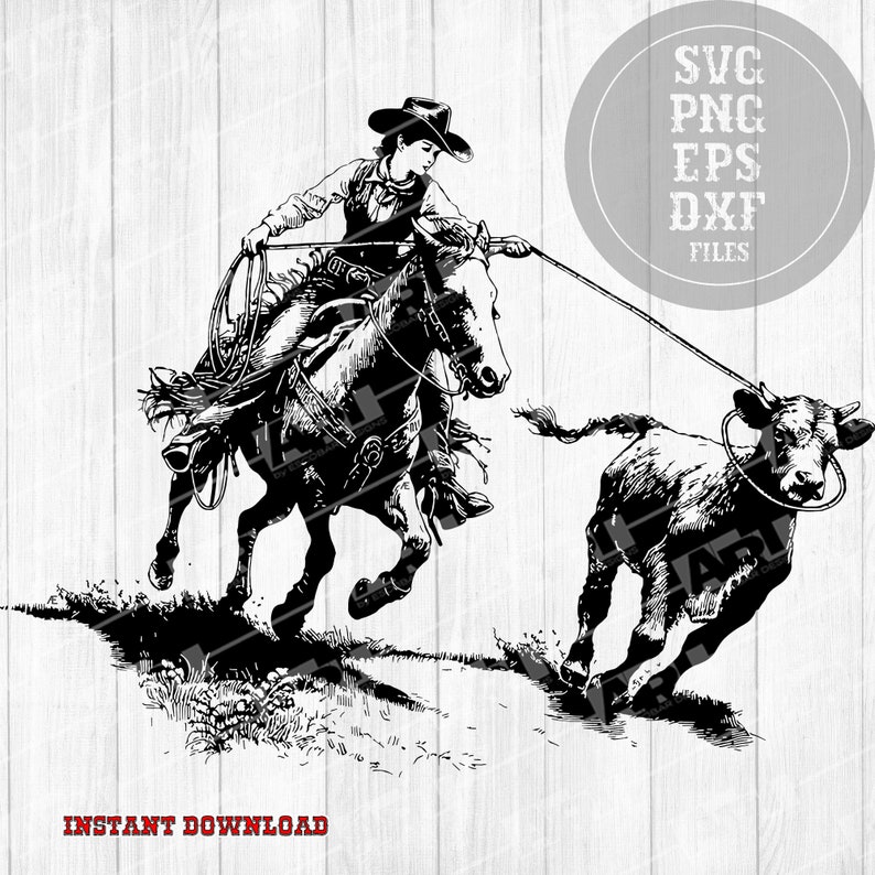 Breakaway Roper Svg, Cowgirl on a Horse Roping a Calf Svg, Western Svg ...