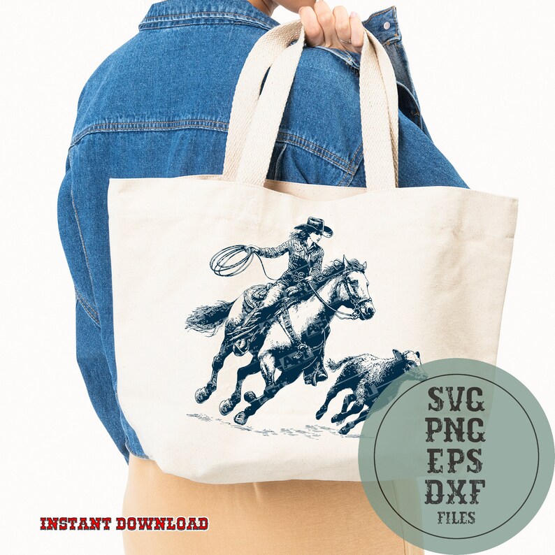 Cowgirl Breakaway Roper Svg, Cowgirl on a Horse Roping a Calf Svg ...