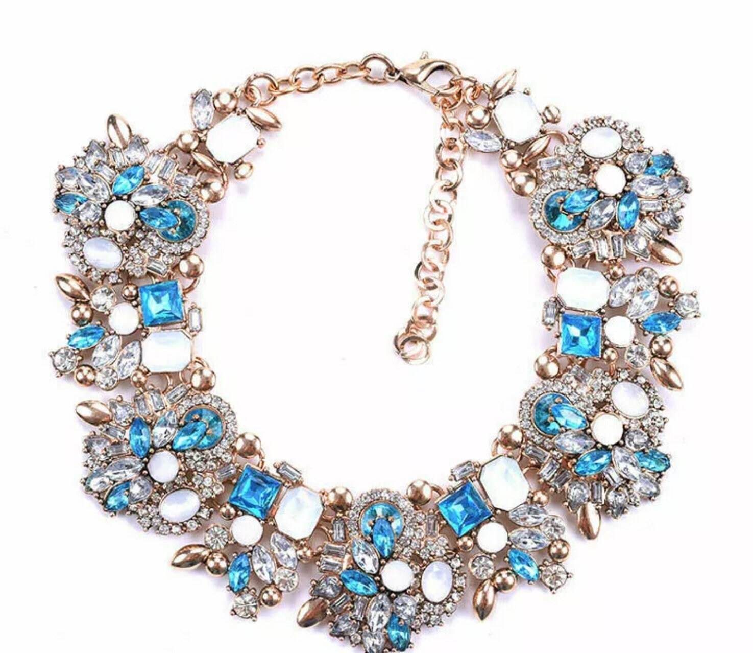 Cinderella Crystal rhinestone blue necklace | Etsy