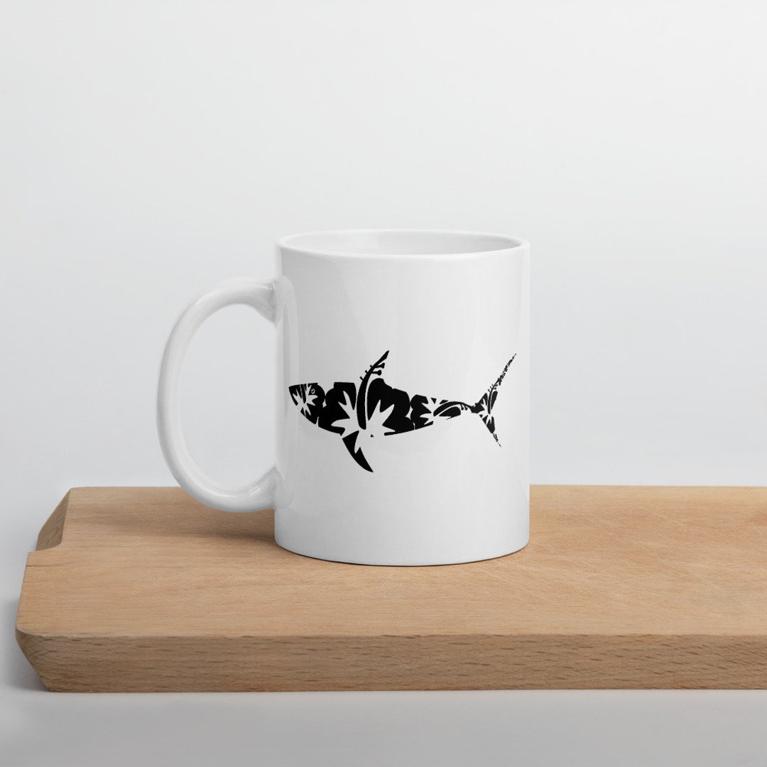 Hibiscus Shark Mug, Shark Mug, Shark Week Mug, Sea Life Mug, Shark Gift ...