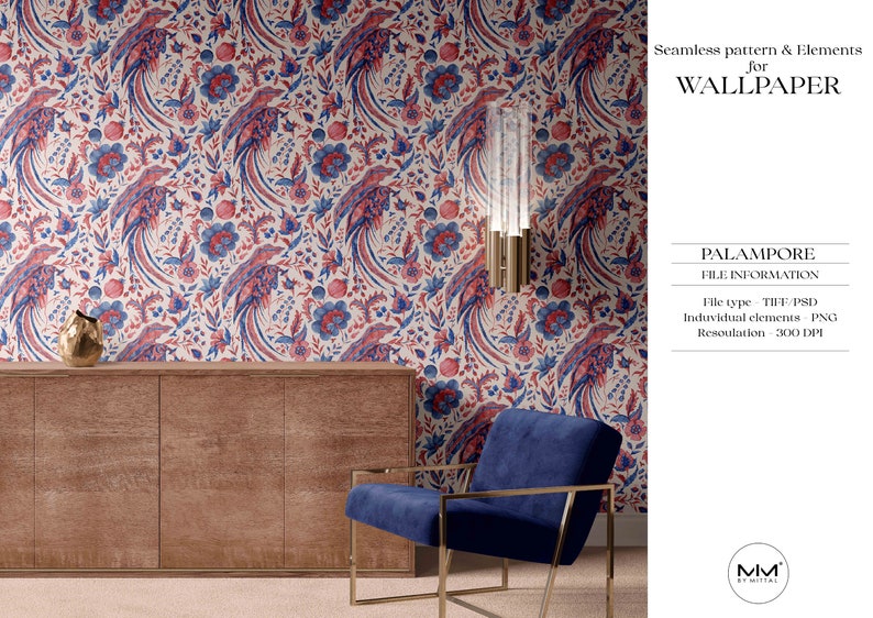 Palampore Indian Floral Seamless Pattern Digital Fashion Print Home ...