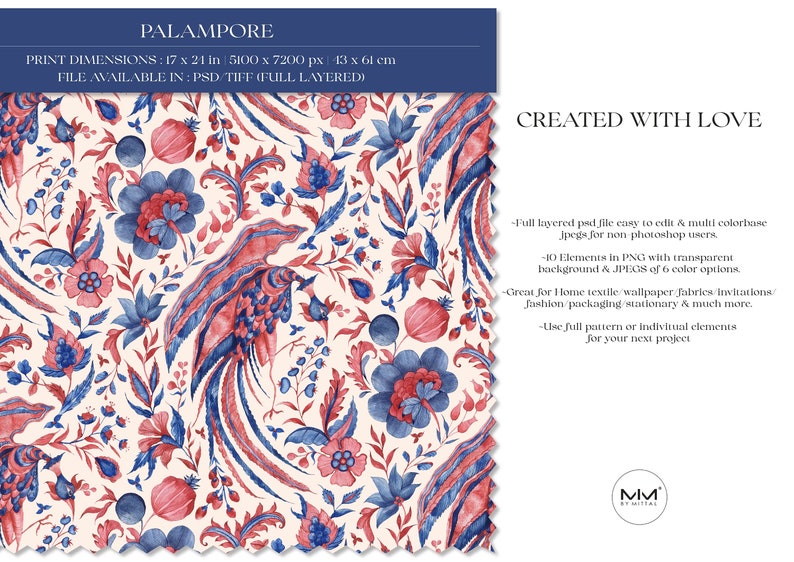 Palampore Indian Floral Seamless Pattern Digital Fashion Print Home ...