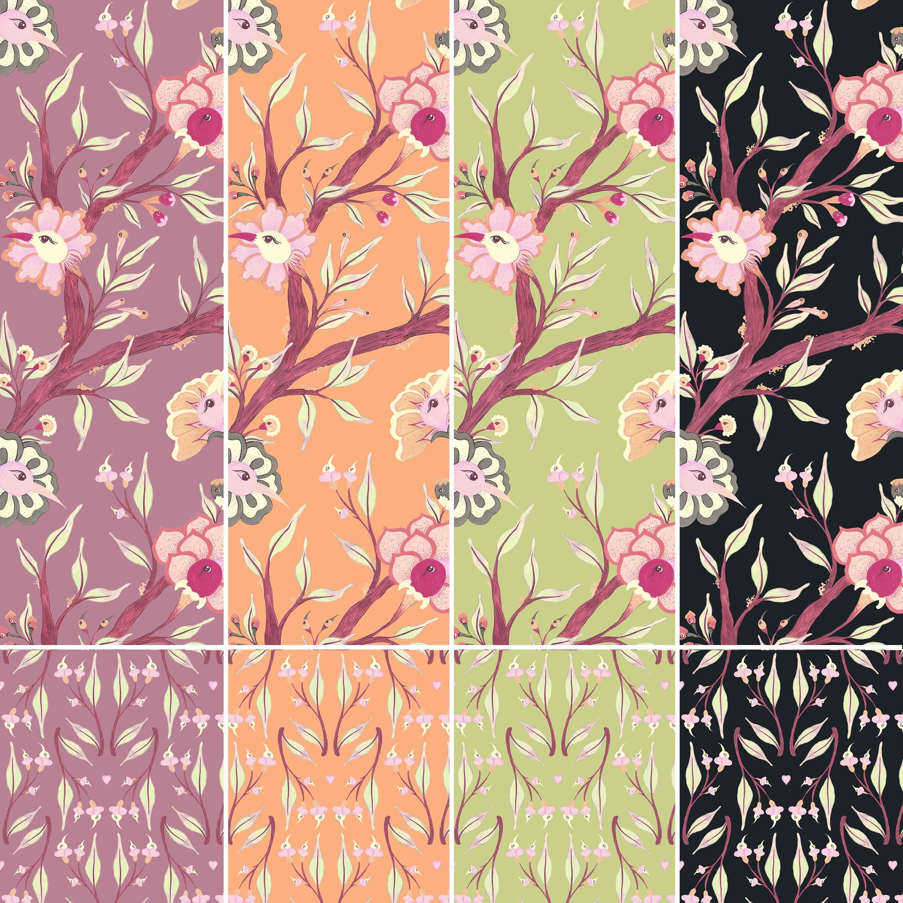 Floral Fauna Print: Peach Pantone Pattern (digital Download) - Etsy