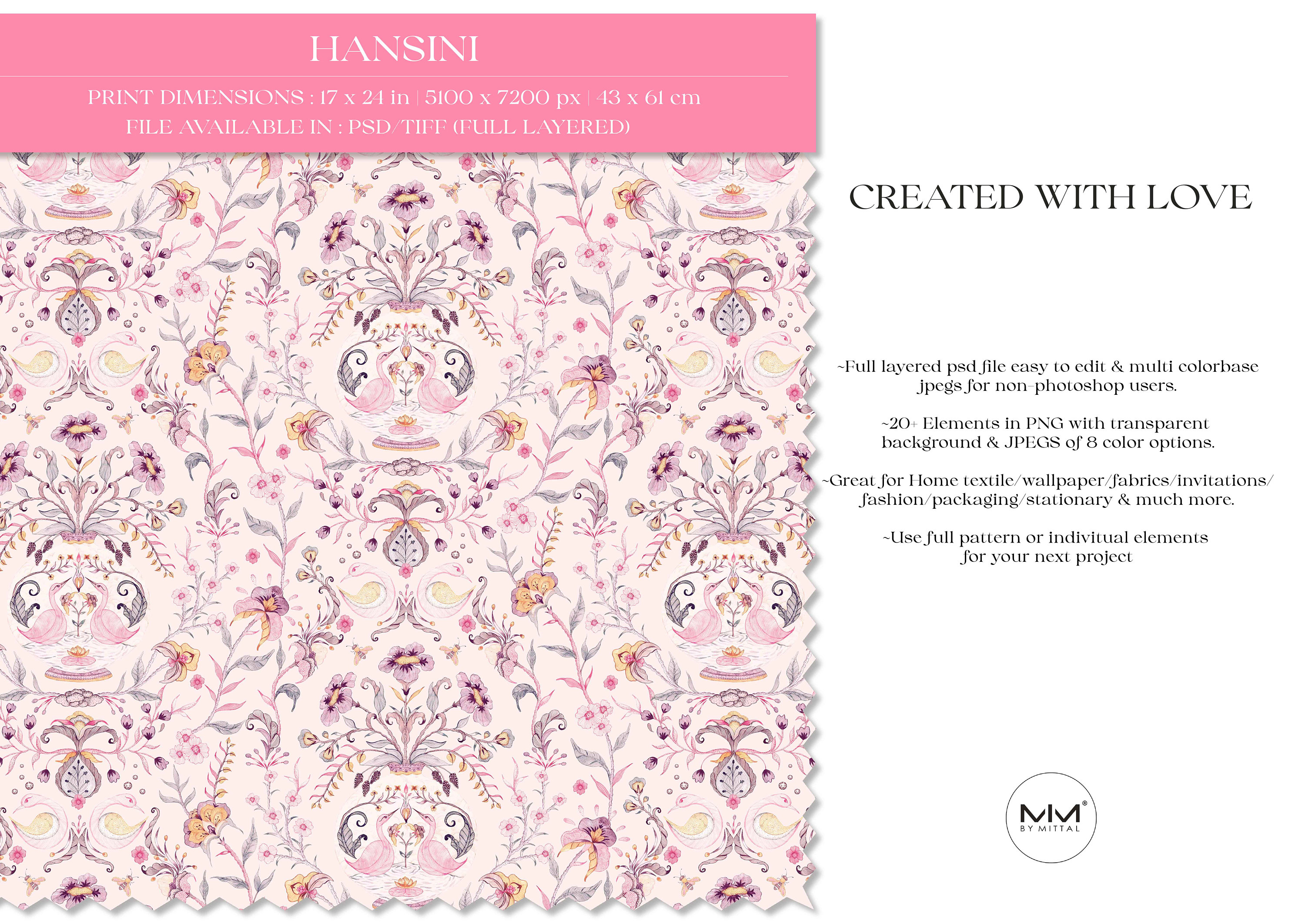 Hansini Floral Print Flora Fauna Pattern Vintage Print Wallpaper Design ...