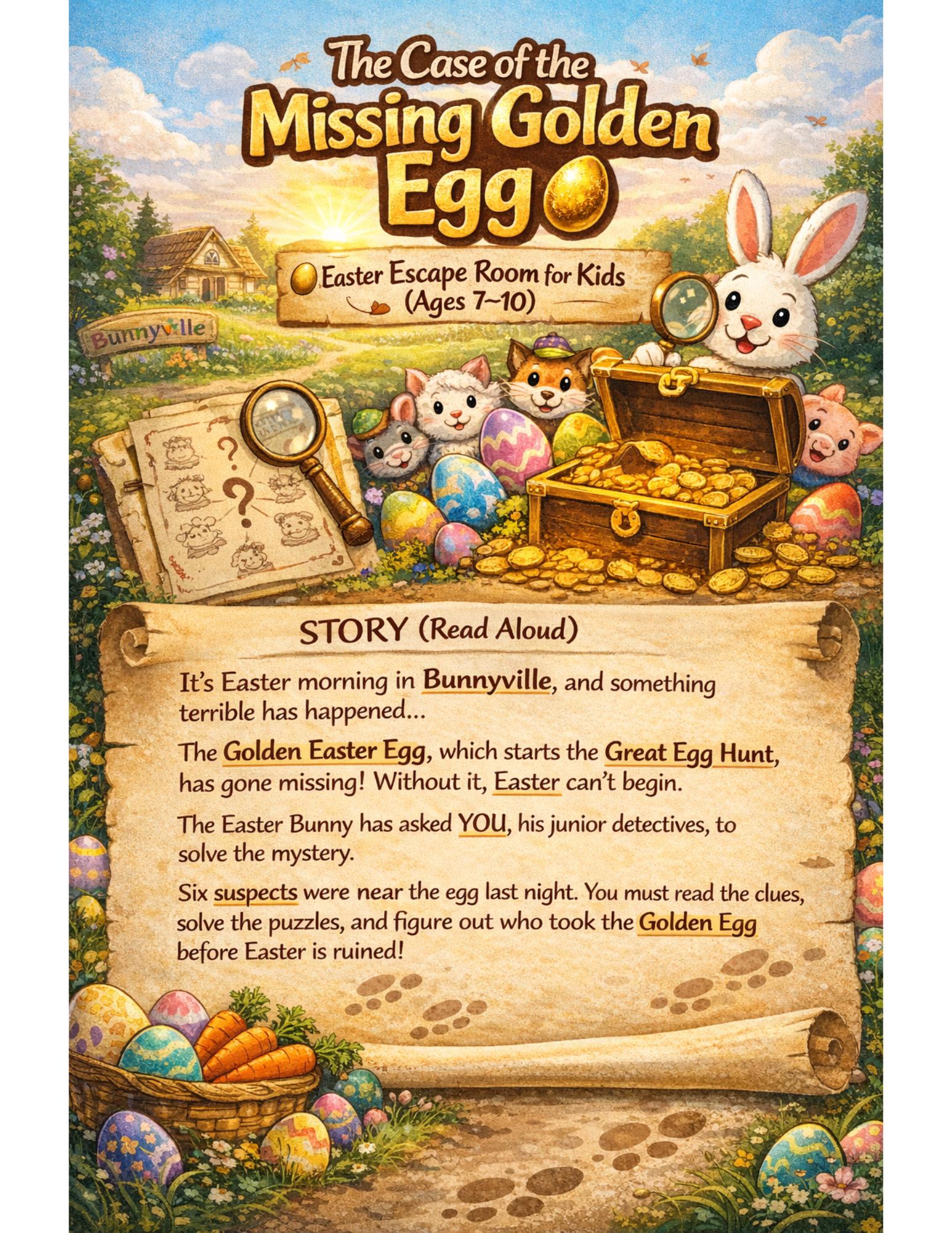 Easter Escape Room for Kids Printable, Easter Egg Hunt Game, Scavenger ...
