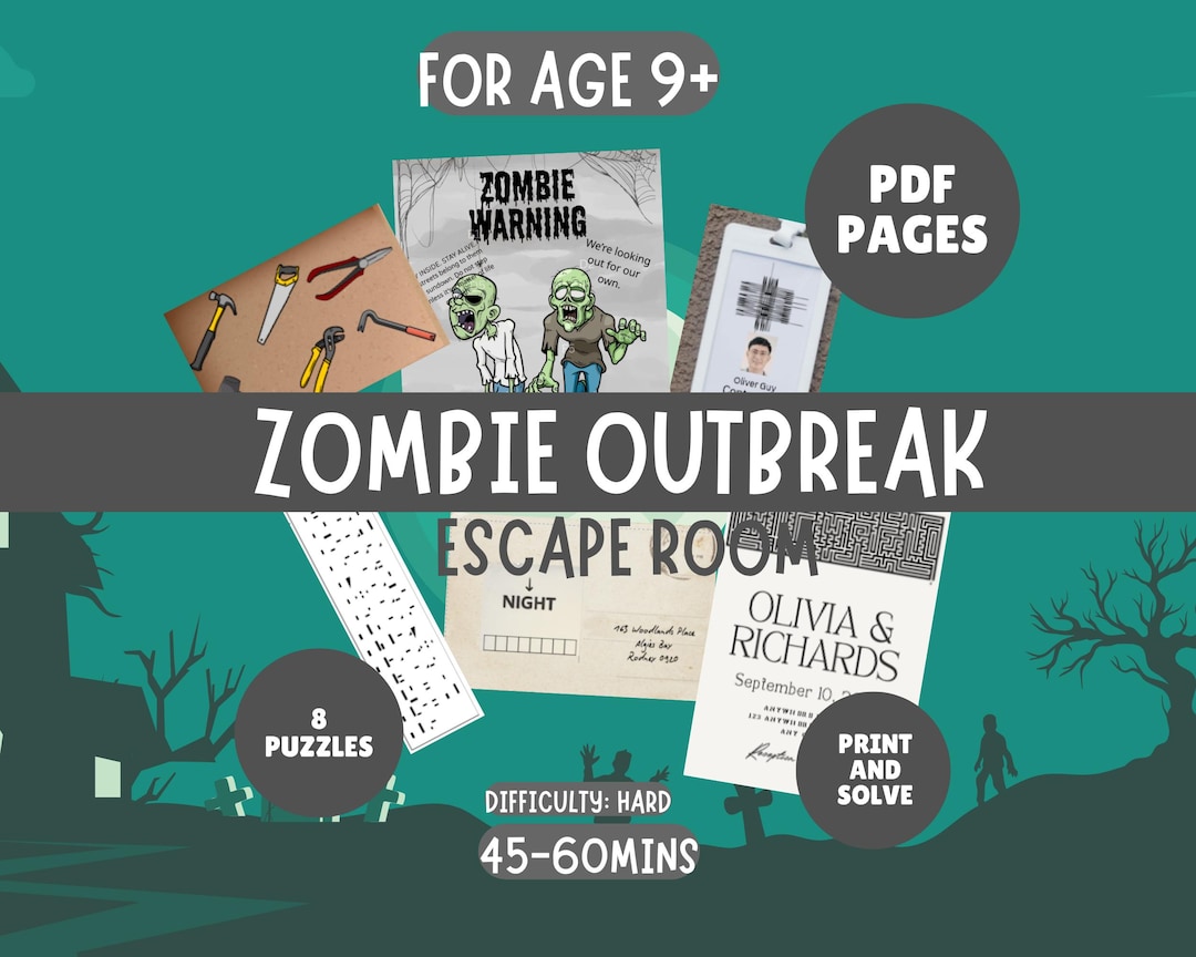 Zombie Apocalypse Escape Room for Kids Printable, Emergency Thrilling ...