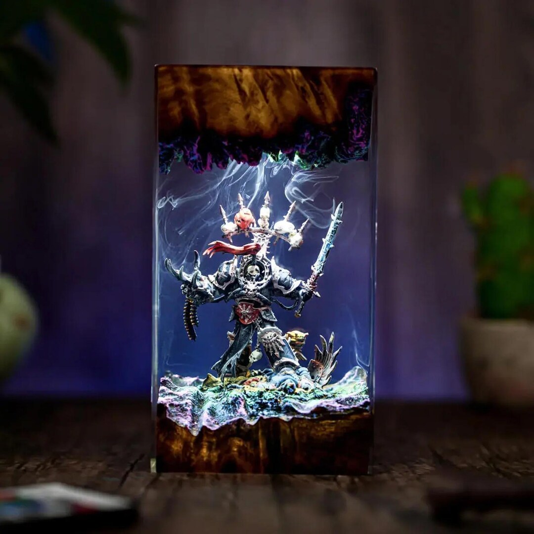 Warhammer Chaos Space Marines Resin Lamp LED Night Light Handmade 40K ...