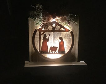 Royal Electric Lighted Nativity Display Box Vintage Illuminated Silent ...