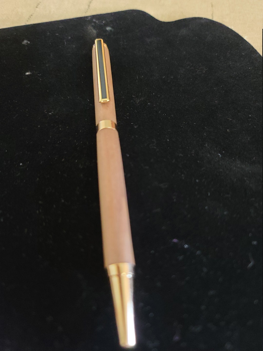 Olive Wood Slimline Pen With 24k Gold and Black Accents - Etsy