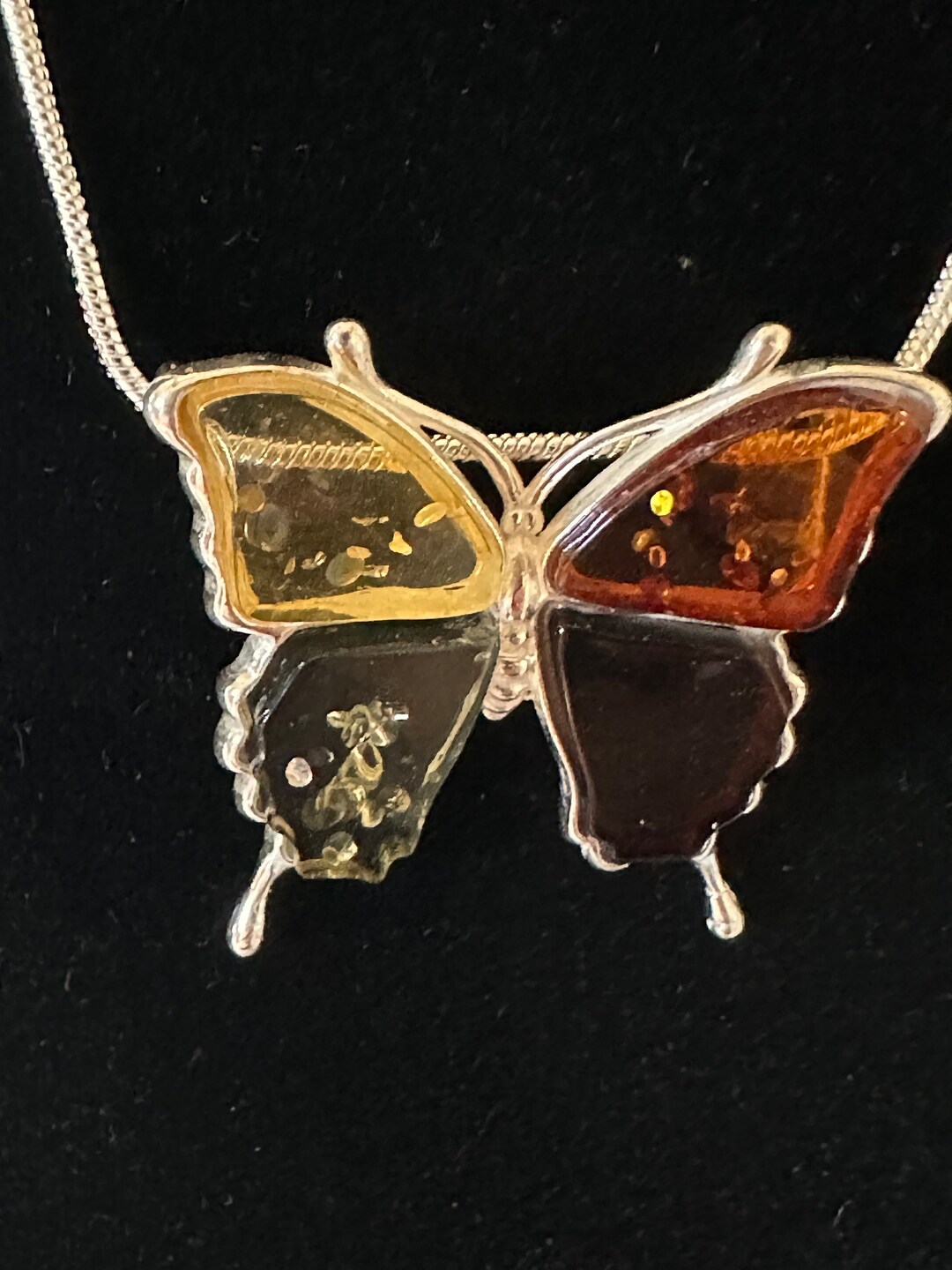 Amber Butterfly Pendant - Etsy