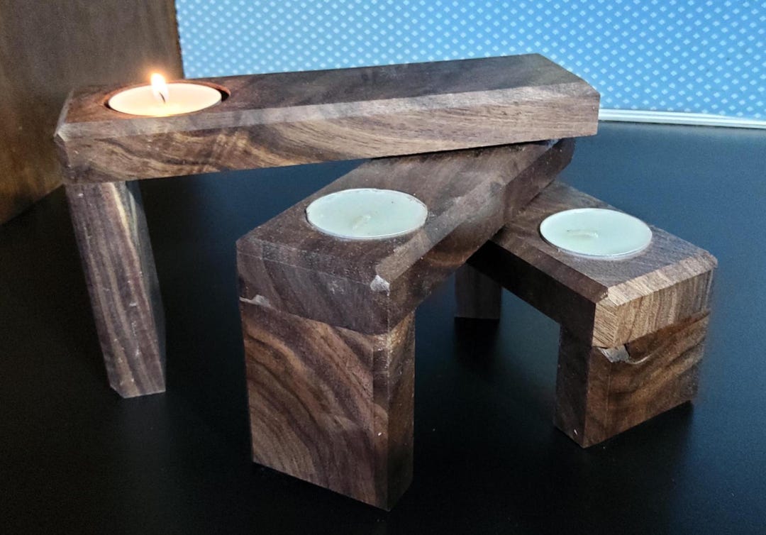 3 Tier Foldable Wooden Candle Holder: Adjustable Tealight Stand for ...