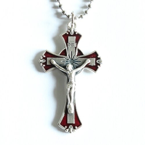 Men Necklace Large Risen Christ Crucifix Pendant Stainless - Etsy