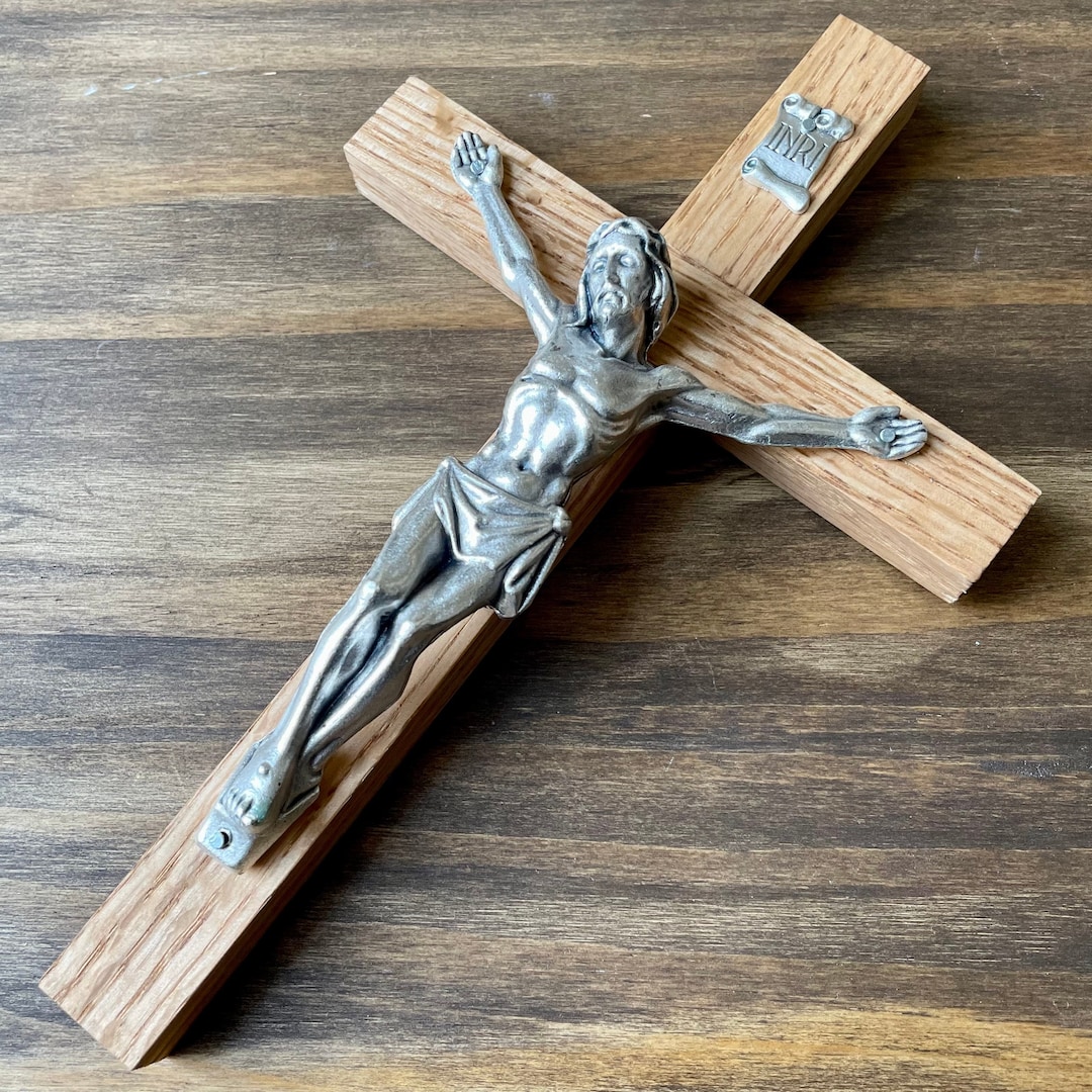 Wall Crucifix Wood Light Brown 8" Decor Detailed Christ Cross Crucifijo ...