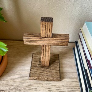 Small Standing 5" Plain Wall Cross Wood Brown Decor Christ Catholic ...