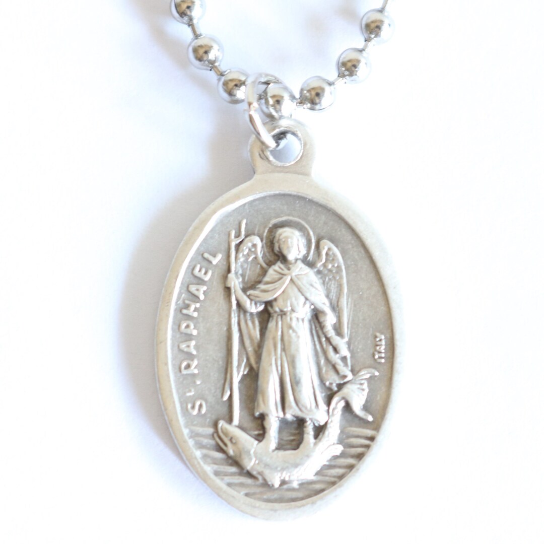 St Raphael Archangel Medal 20" Men Stainless Steel Chain Necklace ...