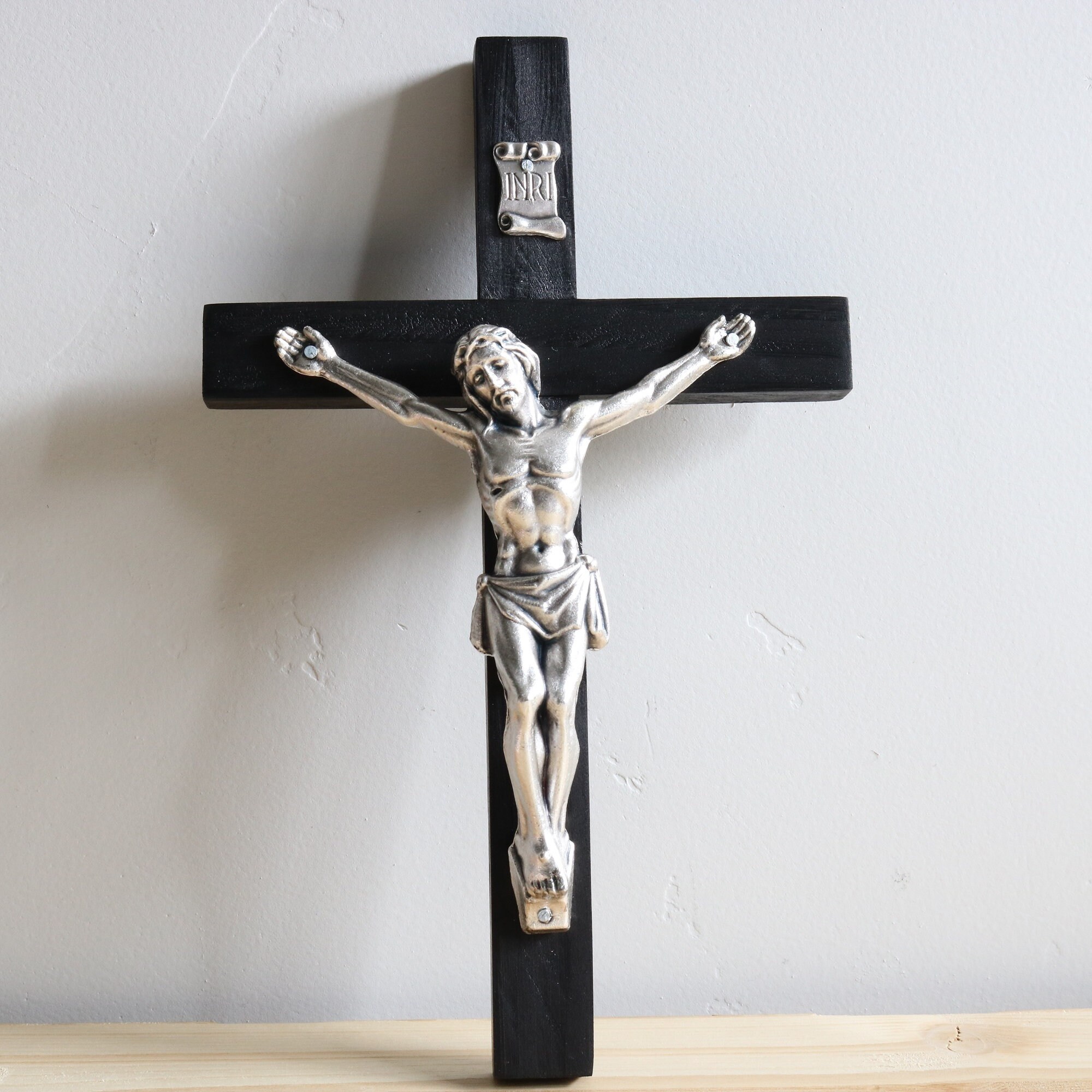 8 Wall Crucifix Wood Black Decor Detailed Christ Cross - Etsy